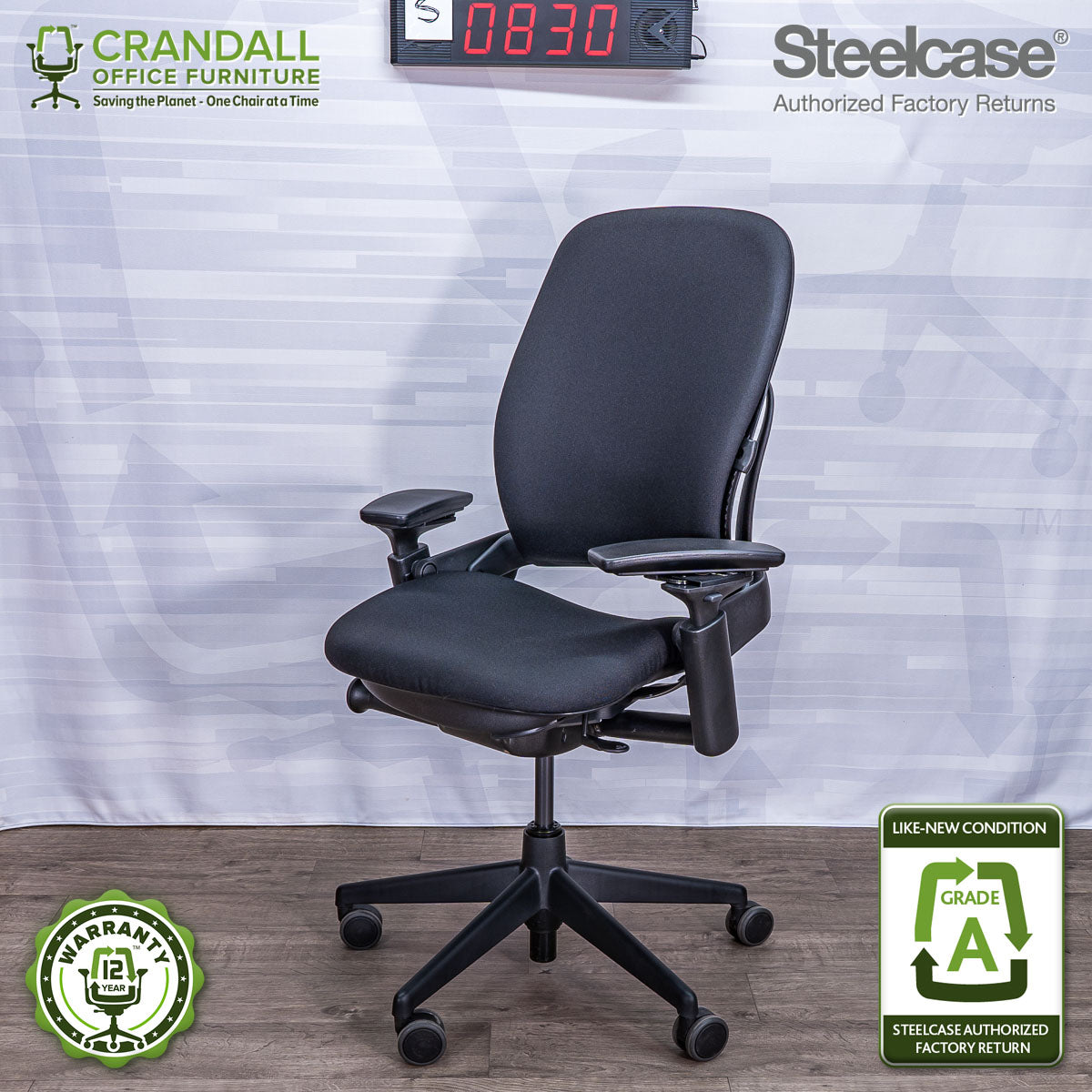 S-0830 - Steelcase V2 Leap - Grade A – Crandall Office Furniture