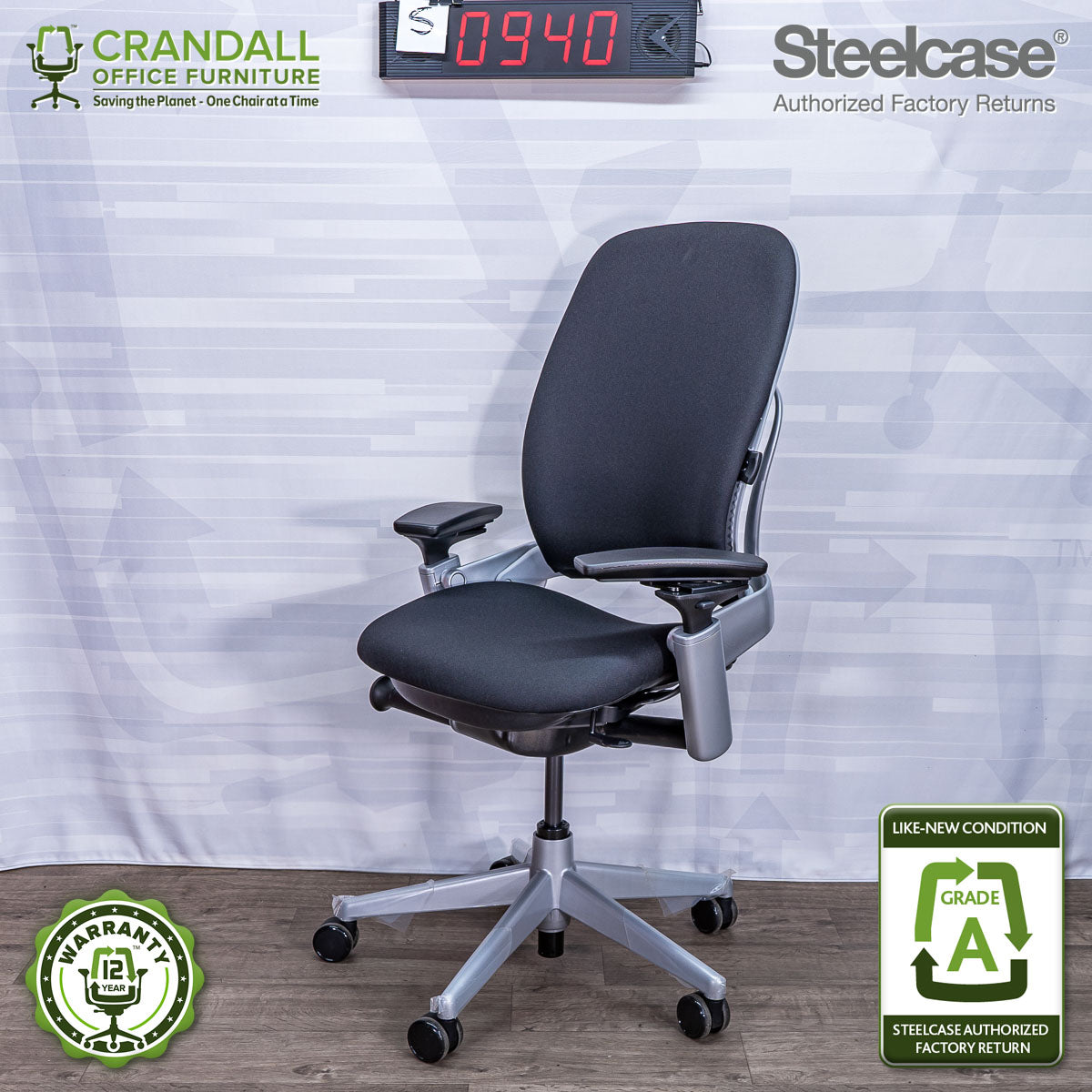 S-0940 - Steelcase V2 Leap - Grade A – Crandall Office Furniture
