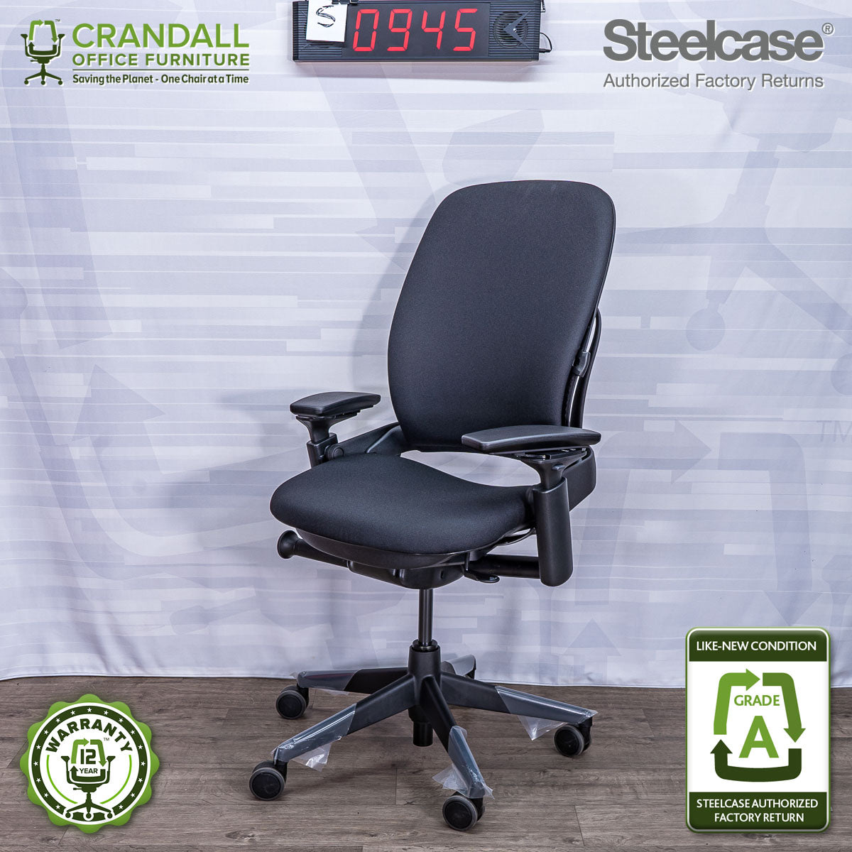 S-0945 - Steelcase V2 Leap - Grade A – Crandall Office Furniture