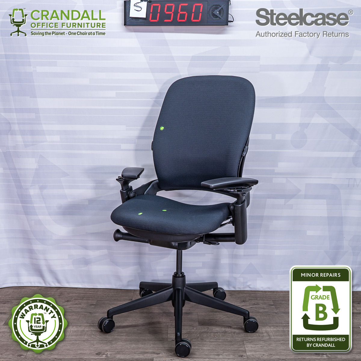 S-0960 - Steelcase V2 Leap - Grade B – Crandall Office Furniture