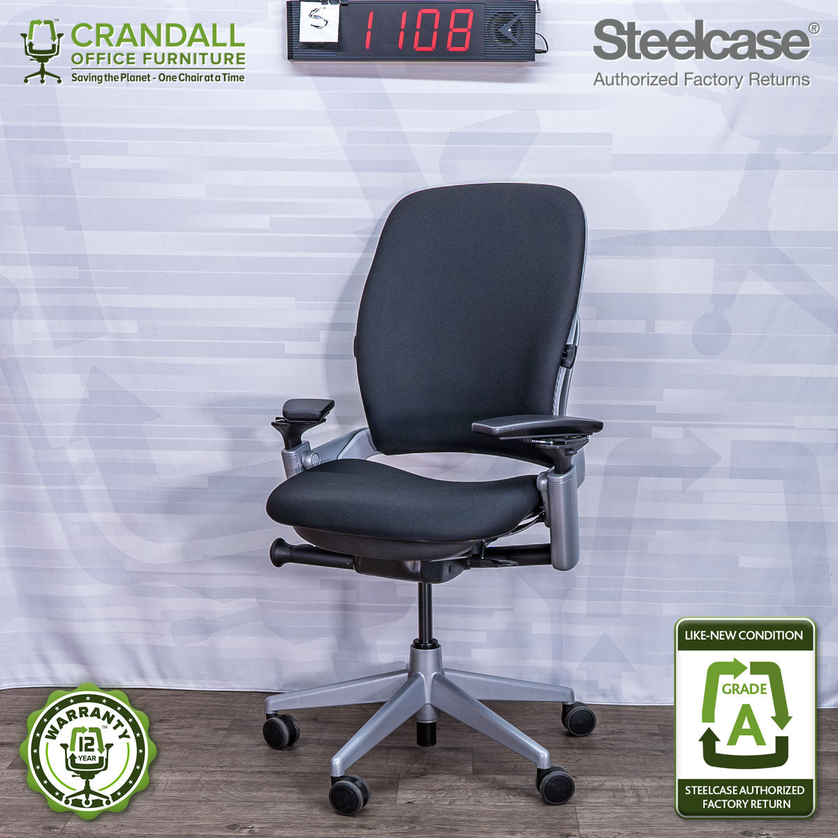 S-1108 - Steelcase V2 Leap - Grade A – Crandall Office Furniture