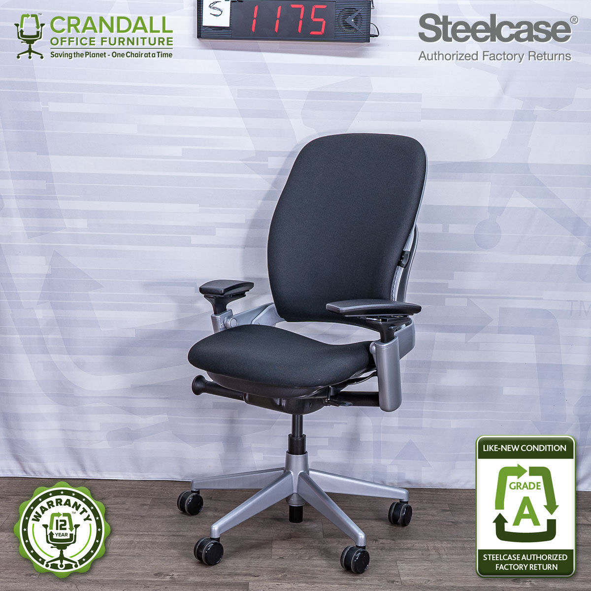 S-1175 - Steelcase V2 Leap - Grade A – Crandall Office Furniture