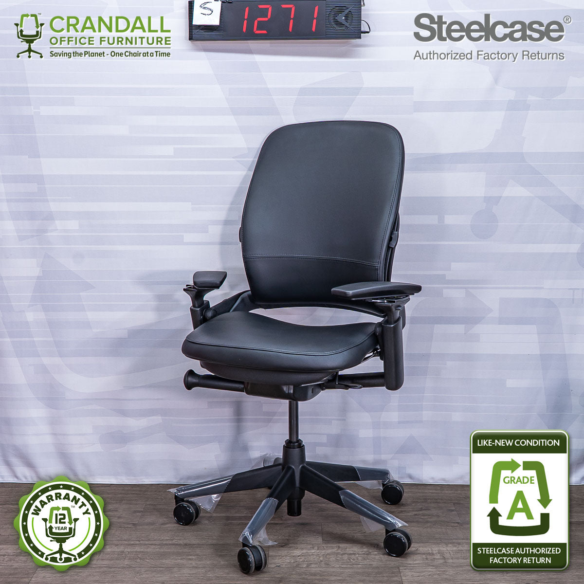 S-1271 - Steelcase V2 Leap - Grade A – Crandall Office Furniture