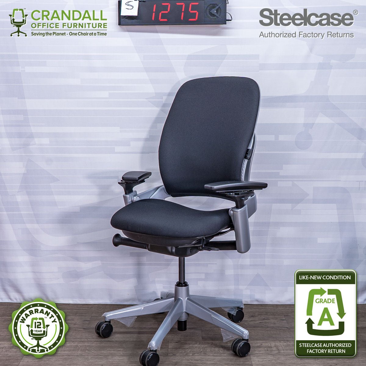 S-1275 - Steelcase V2 Leap - Grade A – Crandall Office Furniture