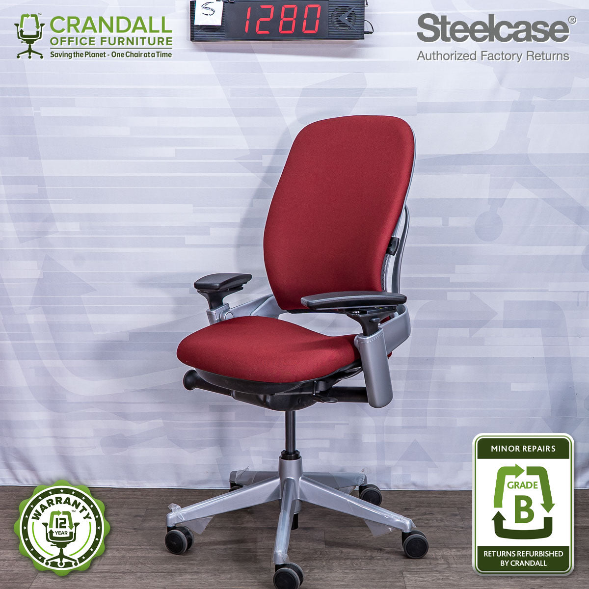 S-1280 - Steelcase V2 Leap - Grade B – Crandall Office Furniture