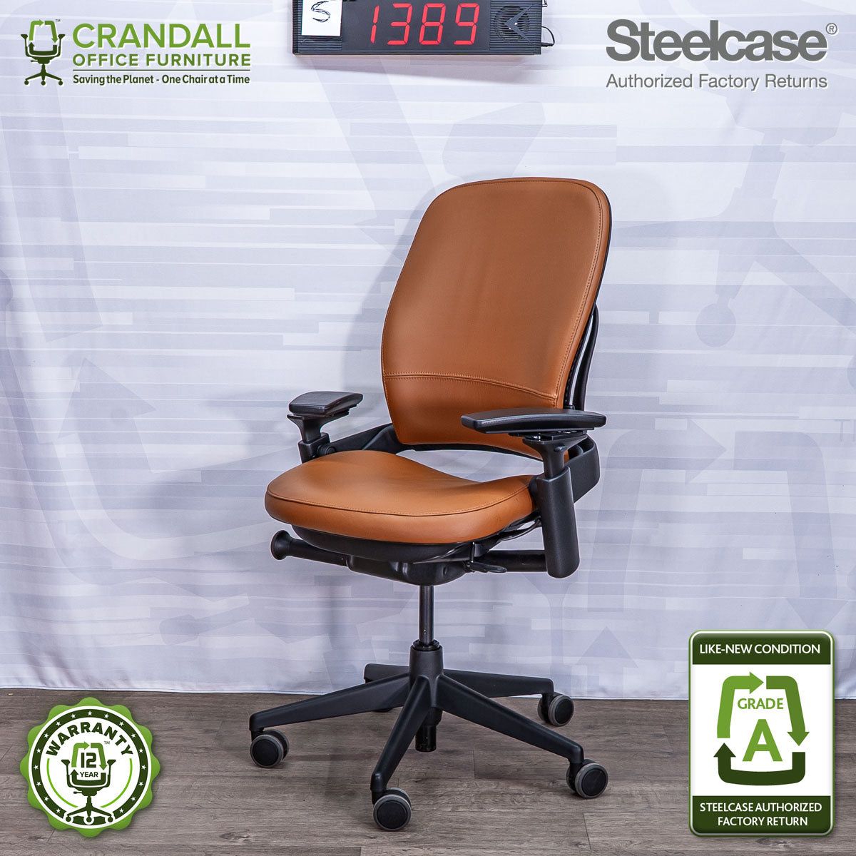 S-1389 - Steelcase V2 Leap - Grade A – Crandall Office Furniture