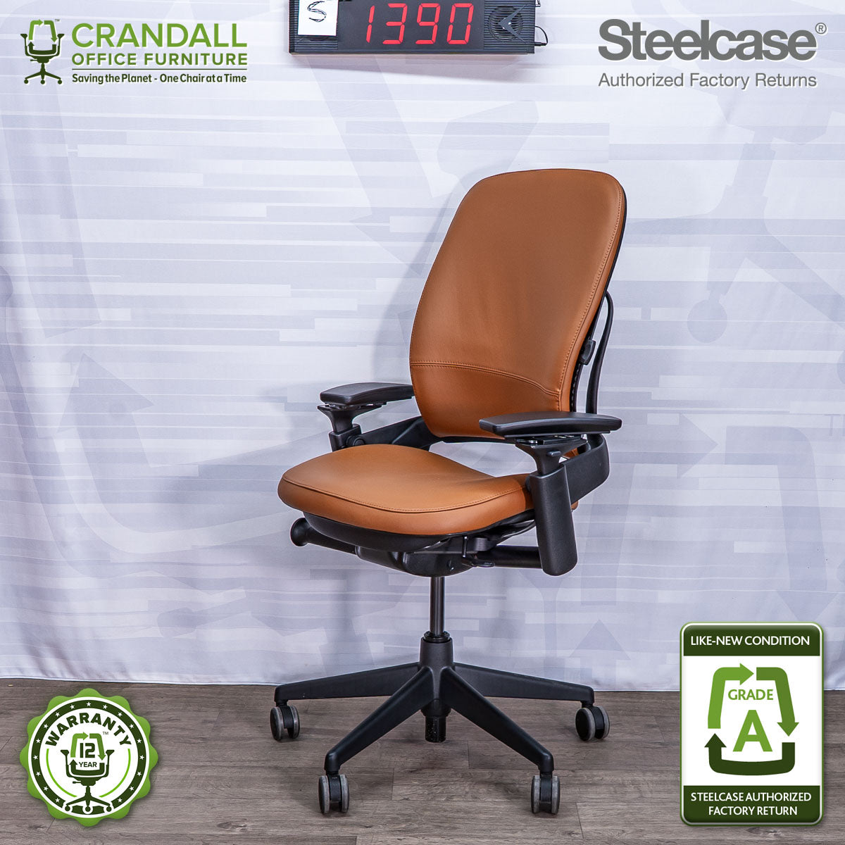 S-1390 - Steelcase V2 Leap - Grade A – Crandall Office Furniture