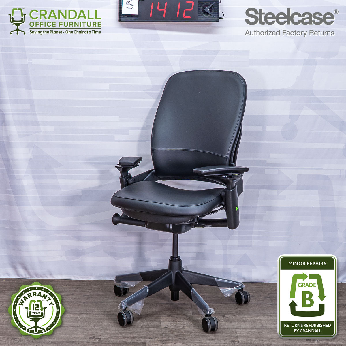S-1412 - Steelcase V2 Leap - Grade B – Crandall Office Furniture