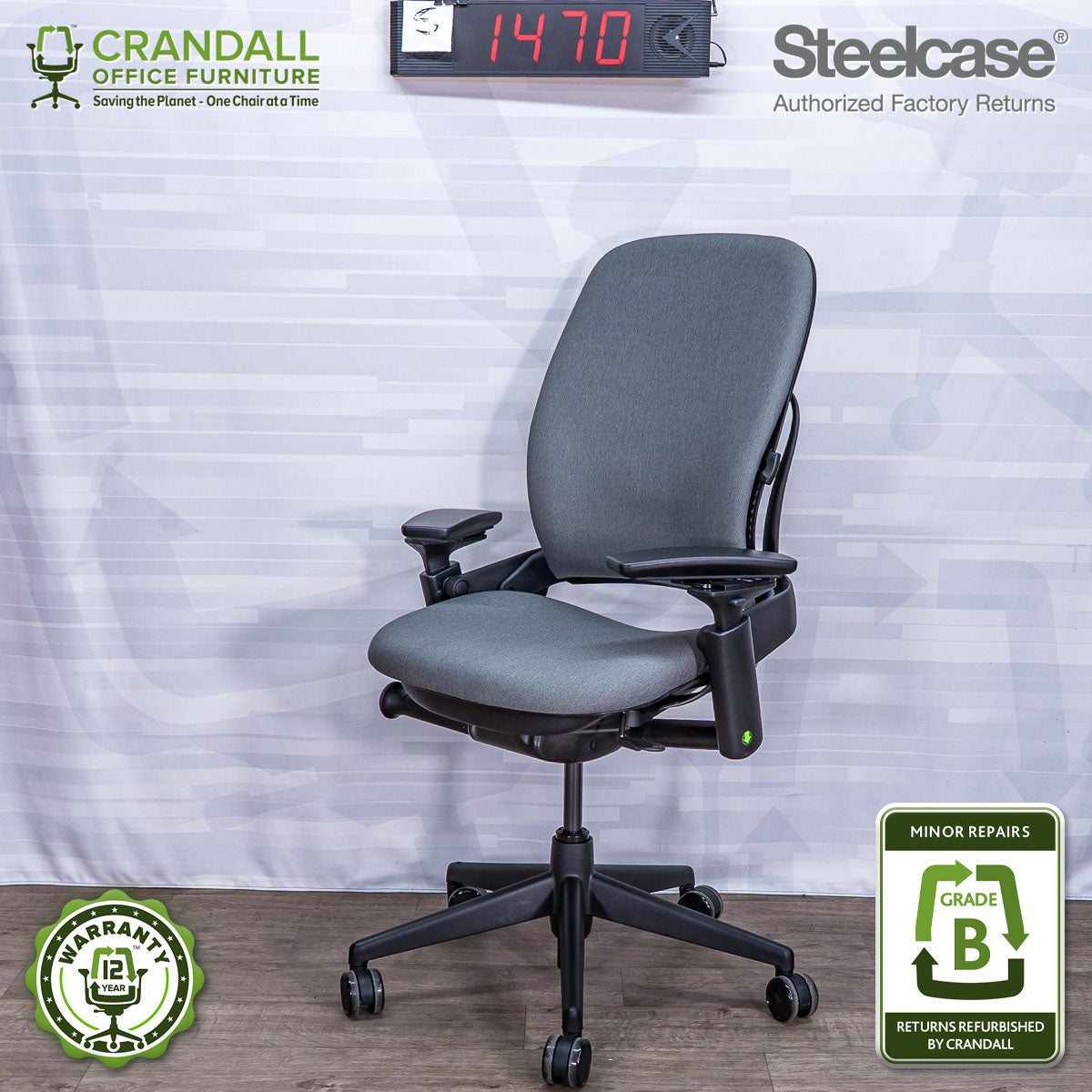 S-1470 - Steelcase V2 Leap - Grade B – Crandall Office Furniture