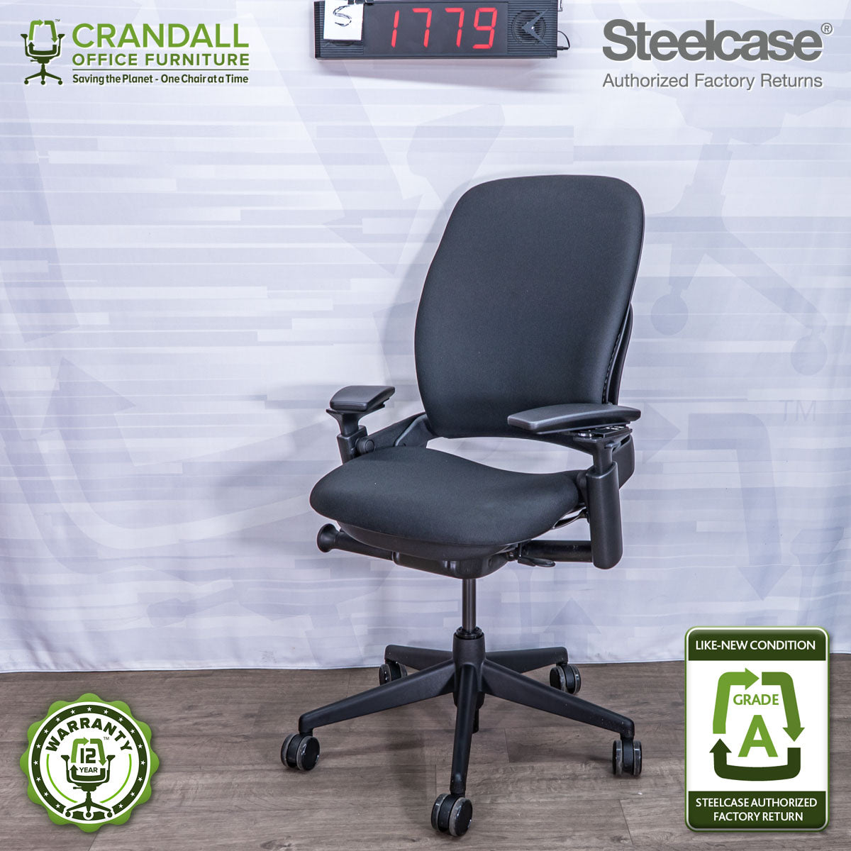 S-1779 - Steelcase V2 Leap - Grade A – Crandall Office Furniture