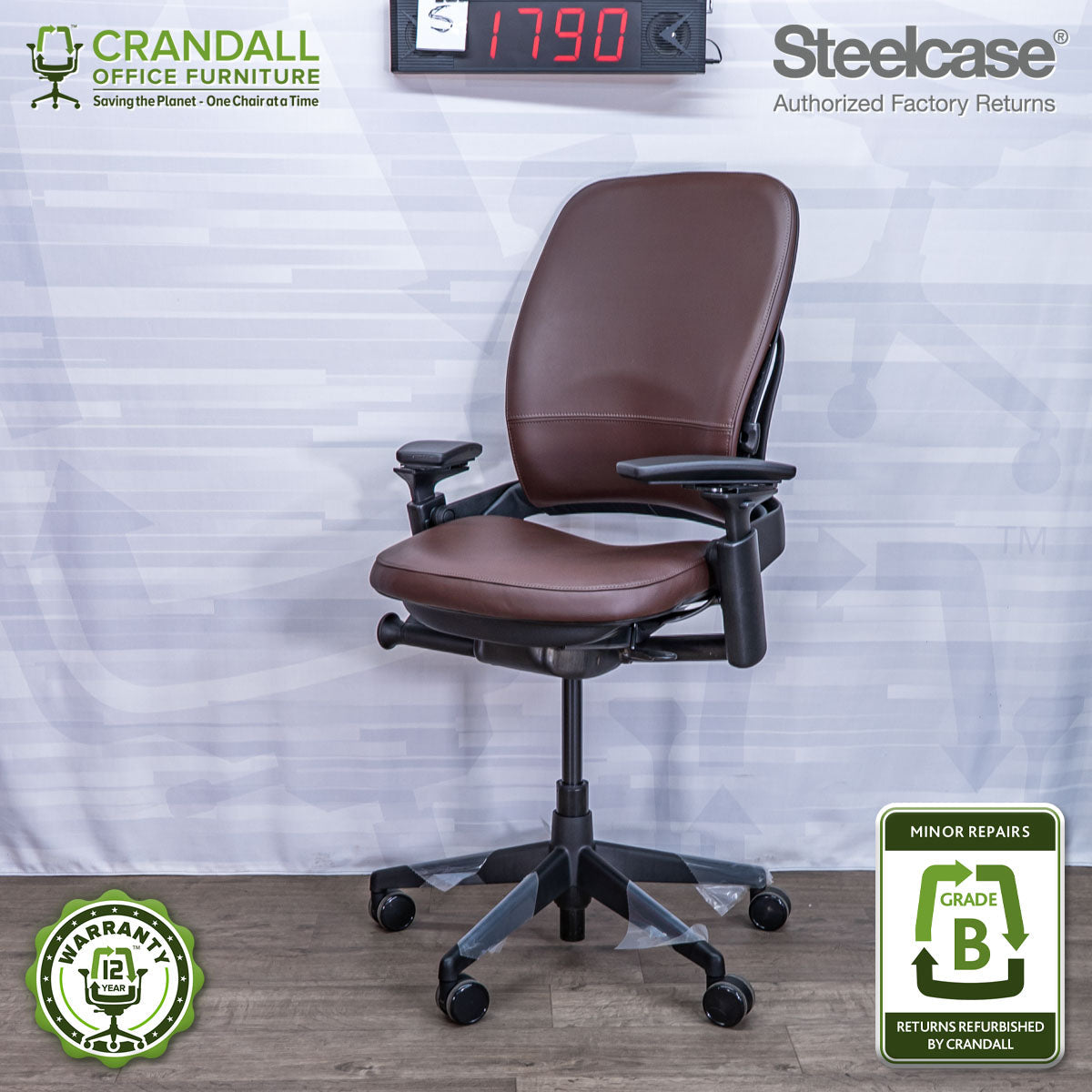 S-1790 - Steelcase V2 Leap - Grade B – Crandall Office Furniture