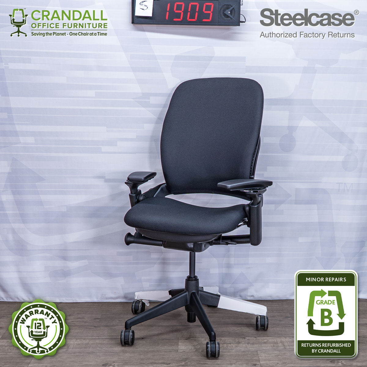 S-1909 - Steelcase Leap V2 - Grade B – Crandall Office Furniture