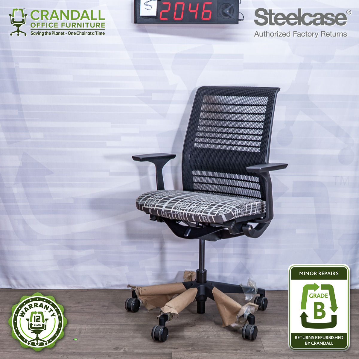 S-2046 - Steelcase V2 Think - Grade B – Crandall Office Furniture