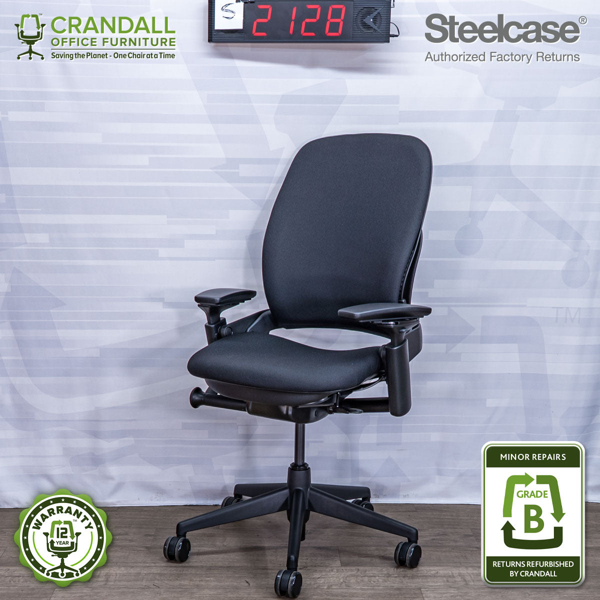 S-2128 - Steelcase V2 Leap - Grade B – Crandall Office Furniture