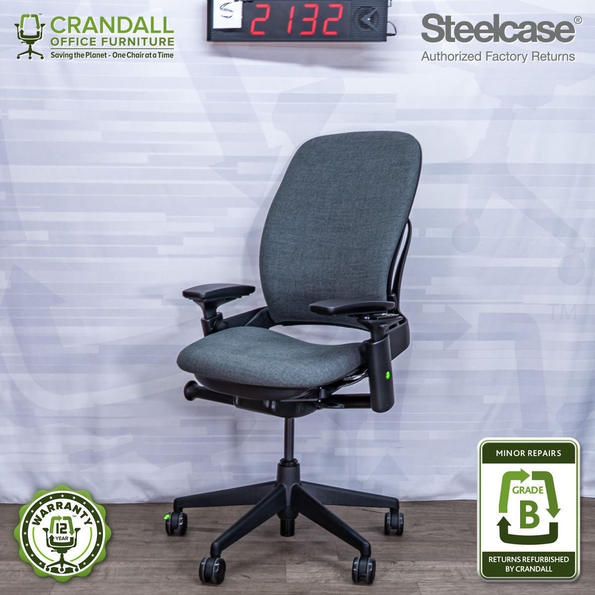S-2132 - Steelcase V2 Leap - Grade B – Crandall Office Furniture