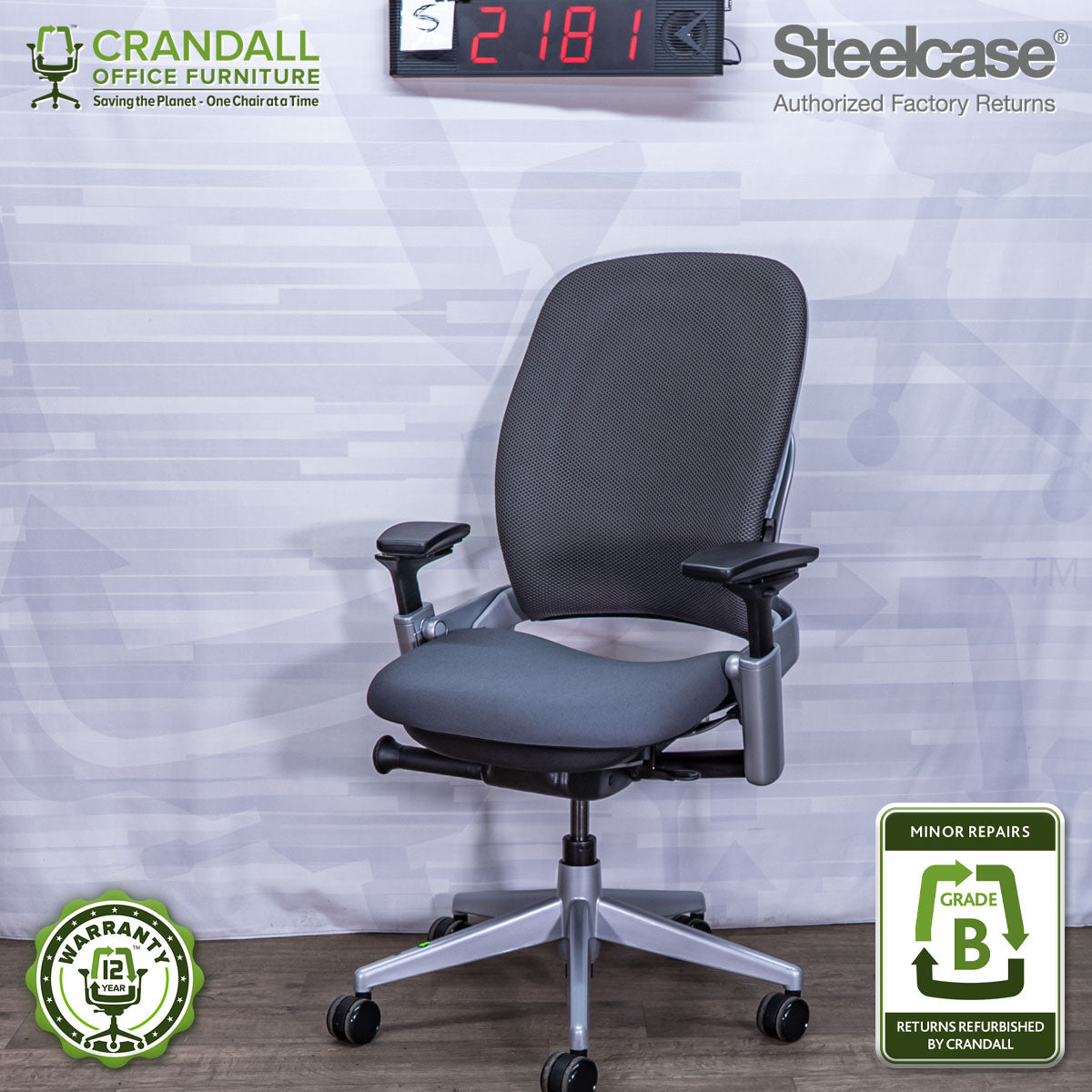 S-2181 - Steelcase V2 Leap - Grade B – Crandall Office Furniture