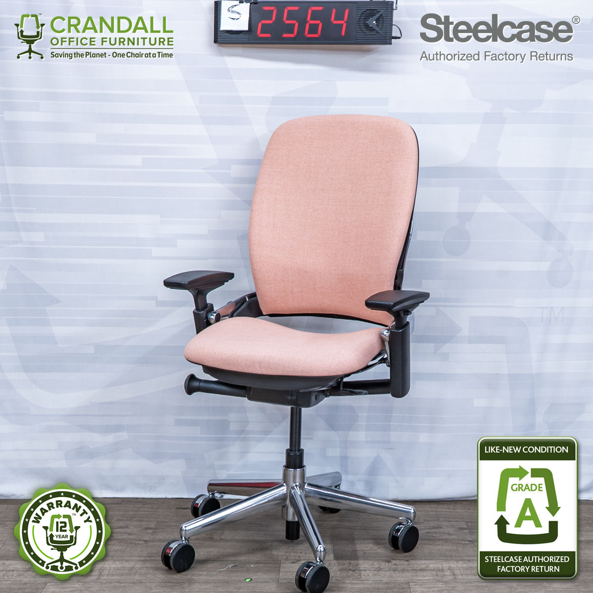 S-2564 - Steelcase V2 Leap - Grade A – Crandall Office Furniture