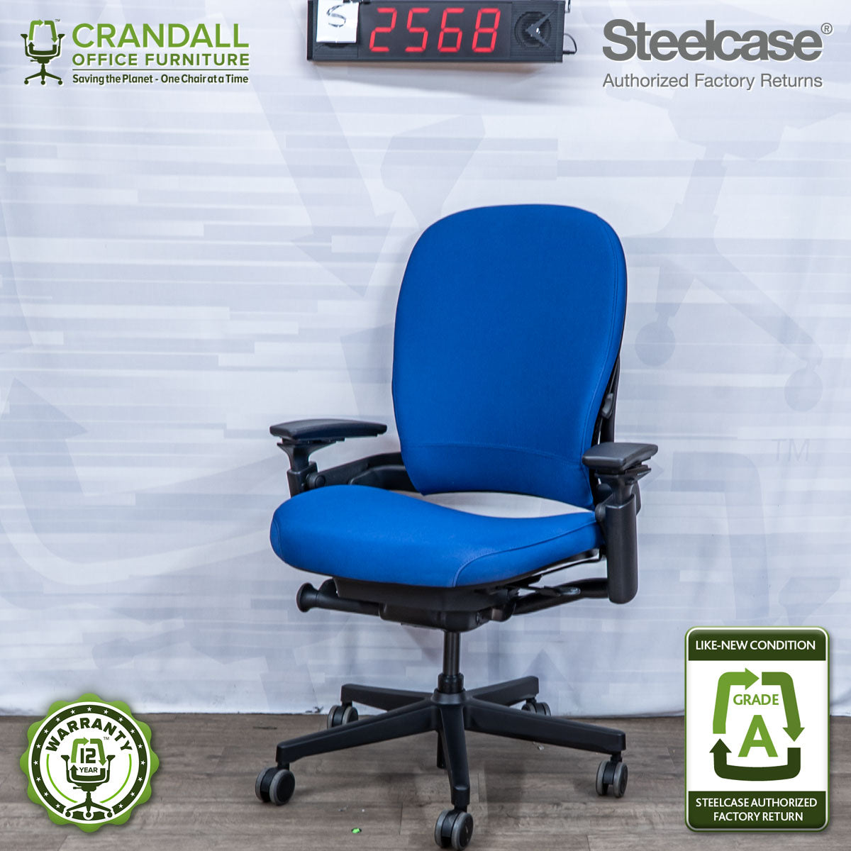 S-2568 - Steelcase V2 Leap Plus - Grade A – Crandall Office Furniture