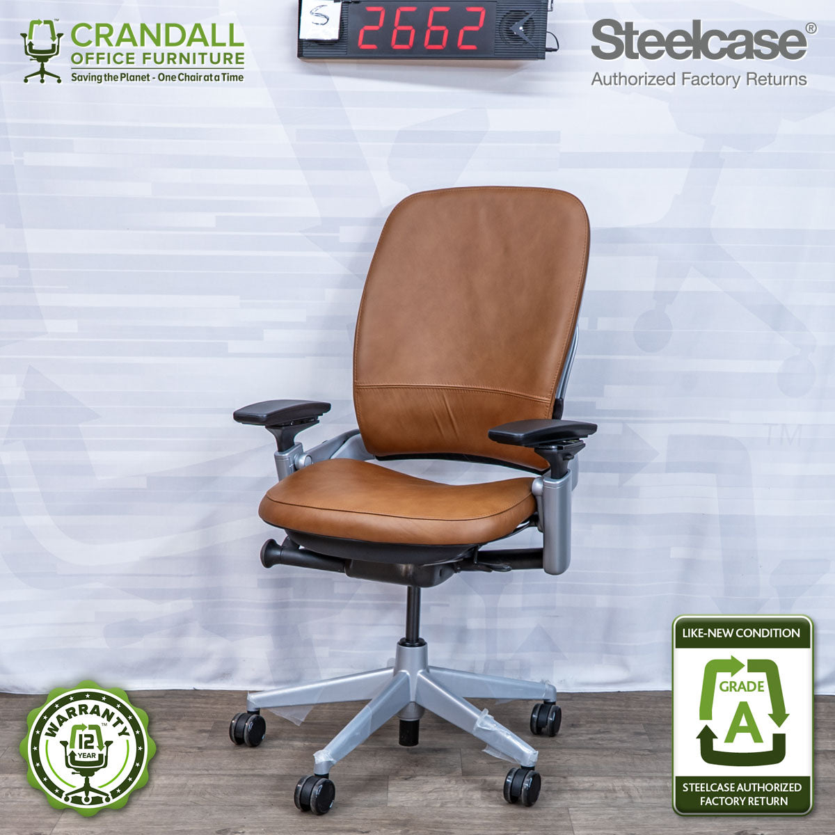 S-2662 - Steelcase V2 Leap - Grade A – Crandall Office Furniture