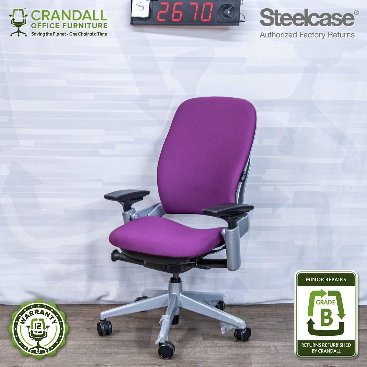 S-2670 - Steelcase V2 Leap - Grade B – Crandall Office Furniture