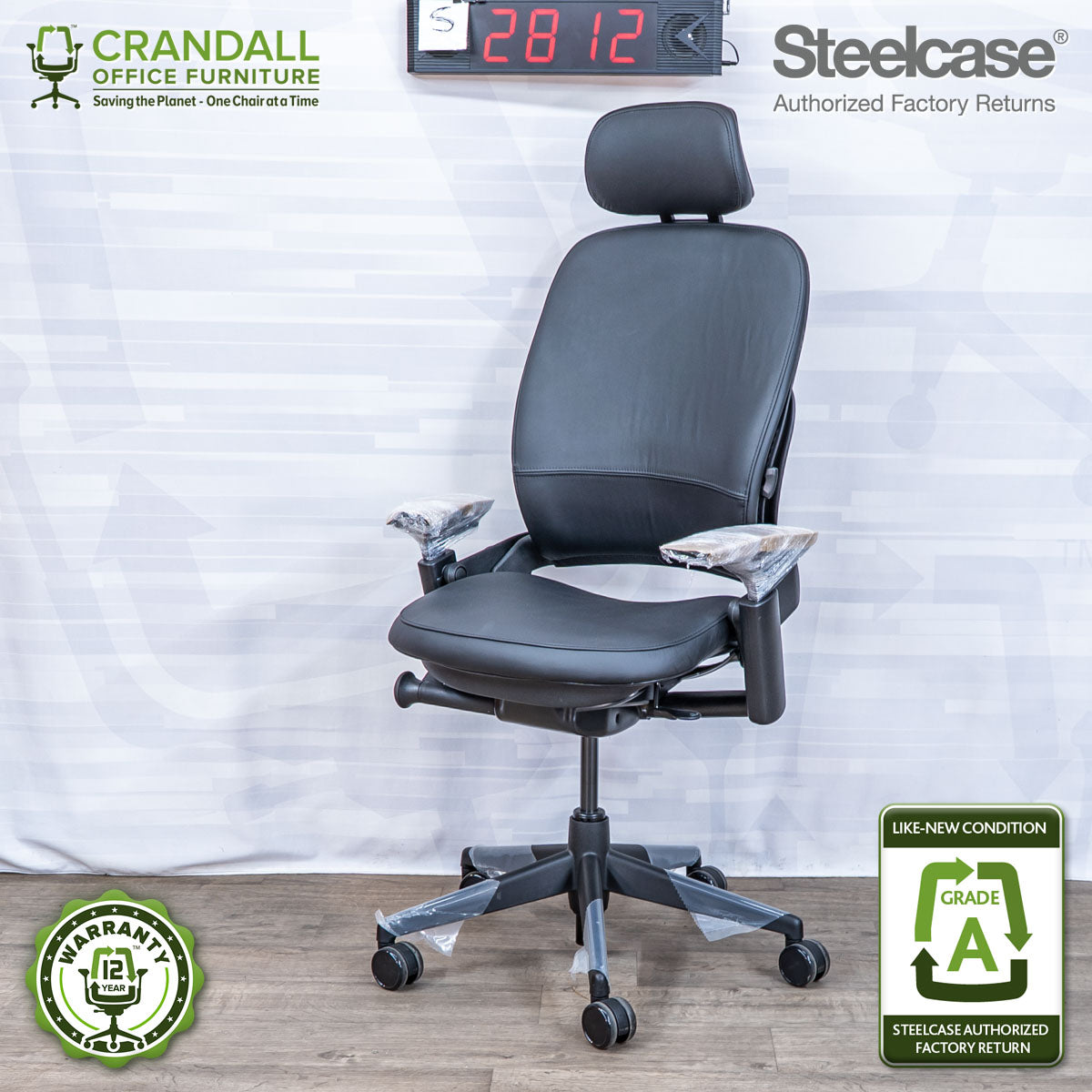 S-2812 - Steelcase V2 Leap with Headrest - Grade A – Crandall Office ...