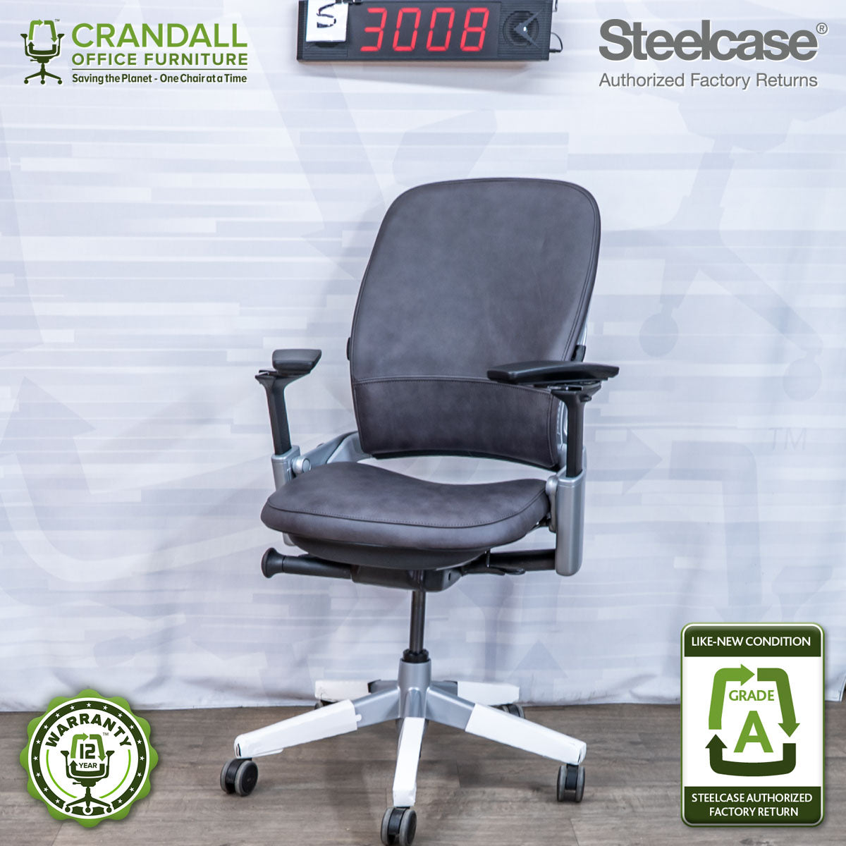 S-3008 - Steelcase V2 Leap - Grade A – Crandall Office Furniture