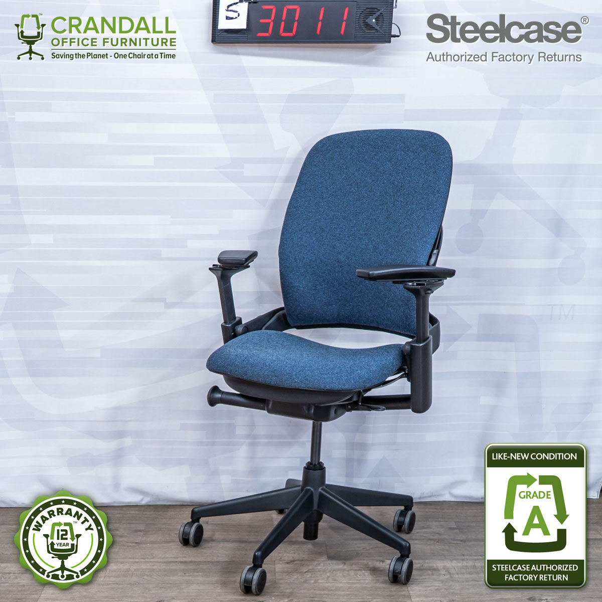 S-3011 - Steelcase V2 Leap - Grade A – Crandall Office Furniture