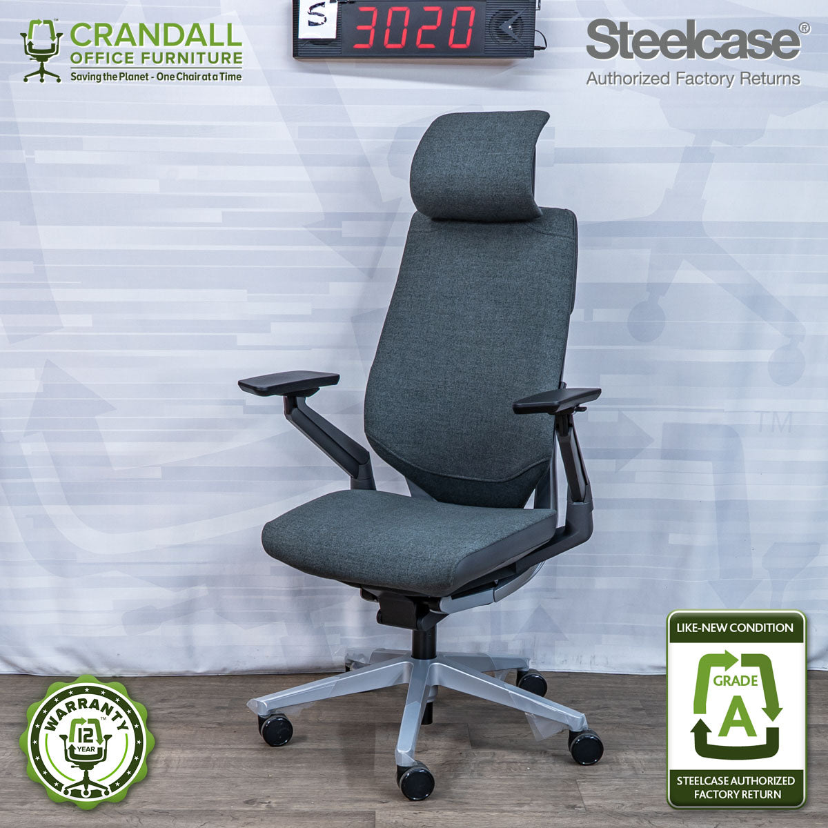 S-3020 - Steelcase Gesture with Headrest - Grade A – Crandall Office ...
