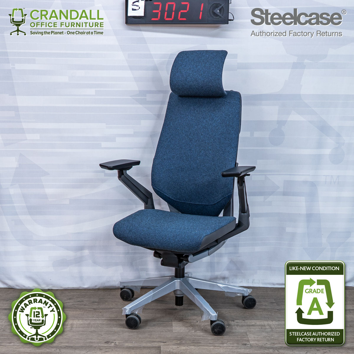 S-3021 - Steelcase Gesture with Headrest - Grade A – Crandall Office ...