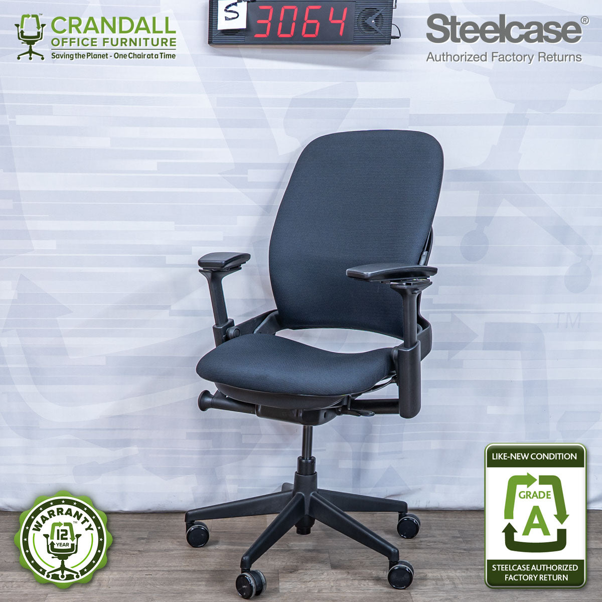 S-3064 - Steelcase V2 Leap - Grade A – Crandall Office Furniture