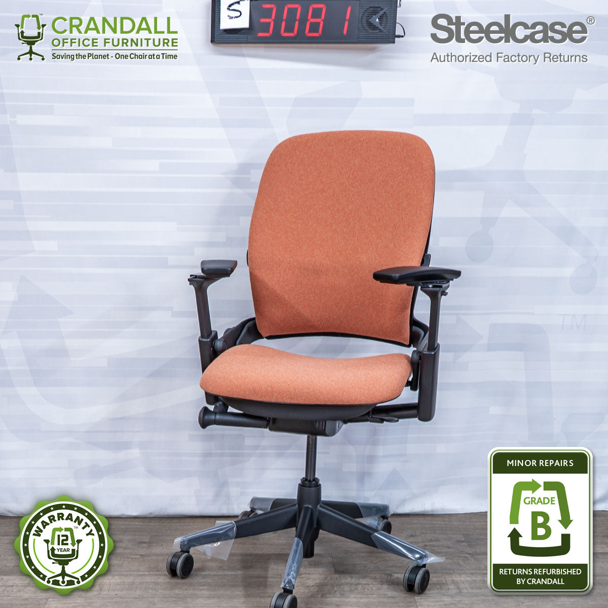 S-3081 - Steelcase V2 Leap - Grade B – Crandall Office Furniture