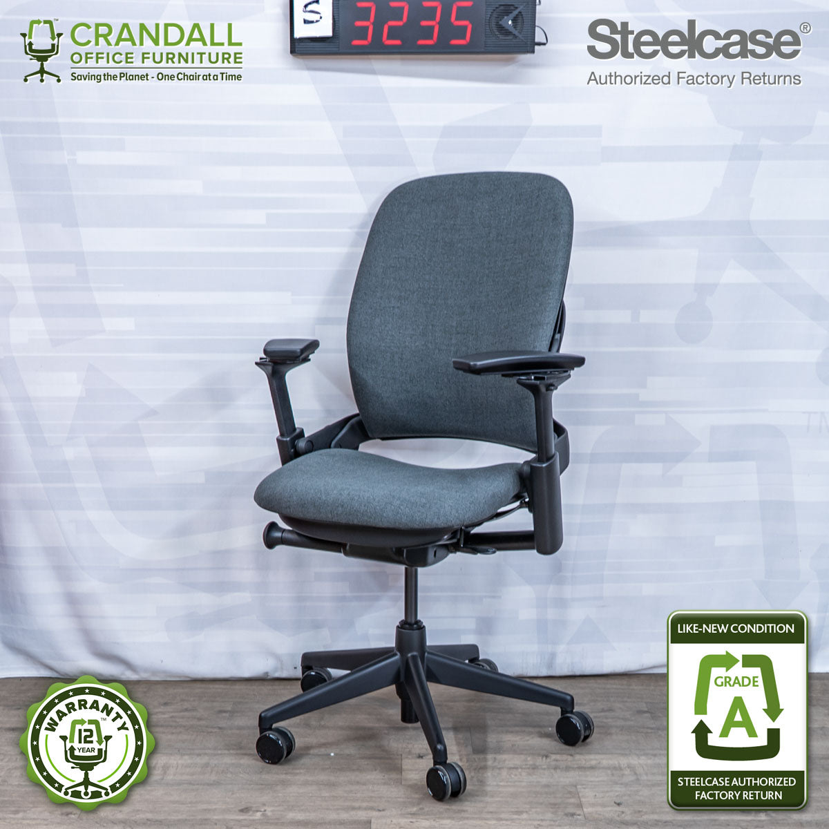 S-3235 - Steelcase V2 Leap- Grade A – Crandall Office Furniture