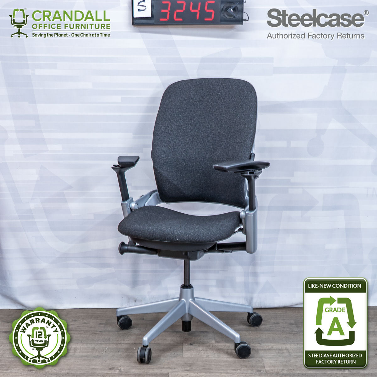 S-3245 - Steelcase V2 Leap- Grade A – Crandall Office Furniture