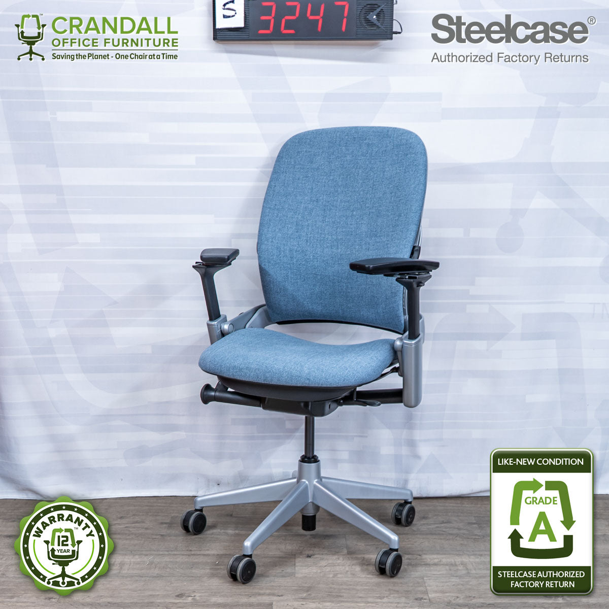 S-3247 - Steelcase V2 Leap- Grade A – Crandall Office Furniture