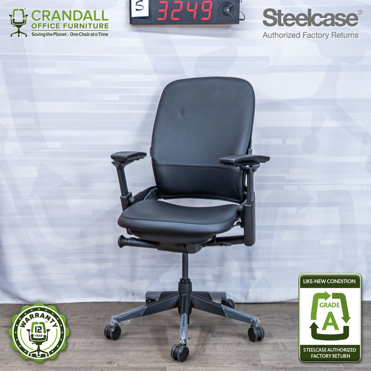 S-3249 - Steelcase V2 Leap- Grade A – Crandall Office Furniture