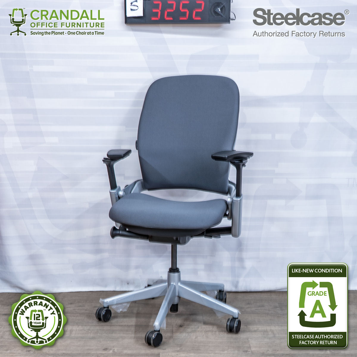 S-3252 - Steelcase V2 Leap- Grade A – Crandall Office Furniture