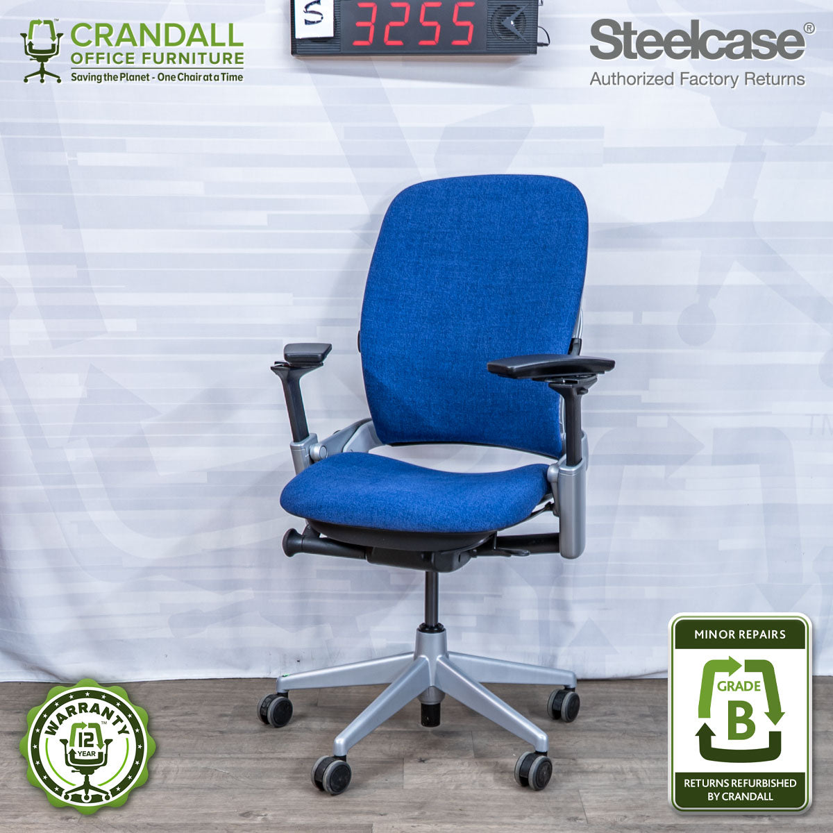 S-3255 - Steelcase V2 Leap- Grade B – Crandall Office Furniture
