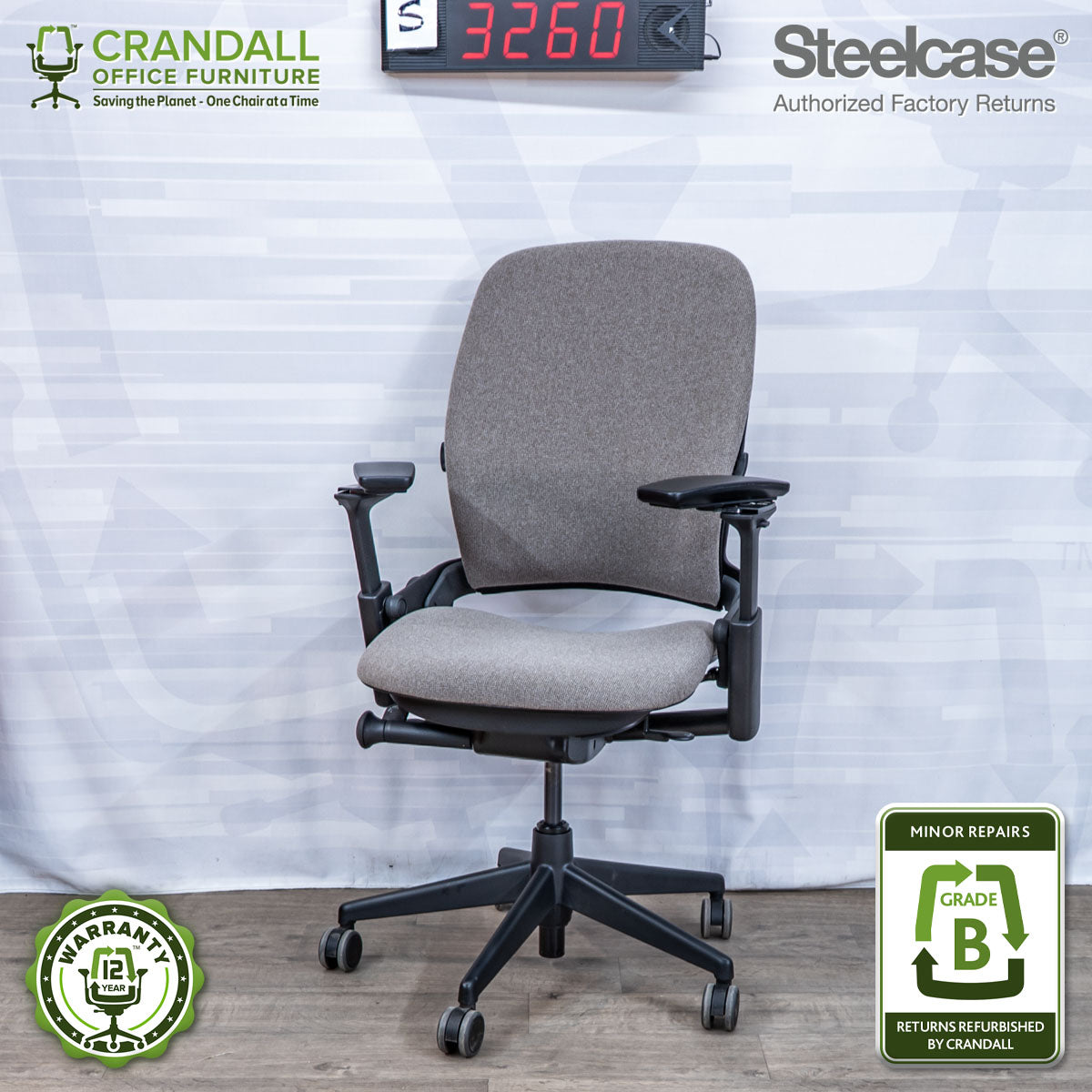 S-3260 - Steelcase V2 Leap- Grade B – Crandall Office Furniture