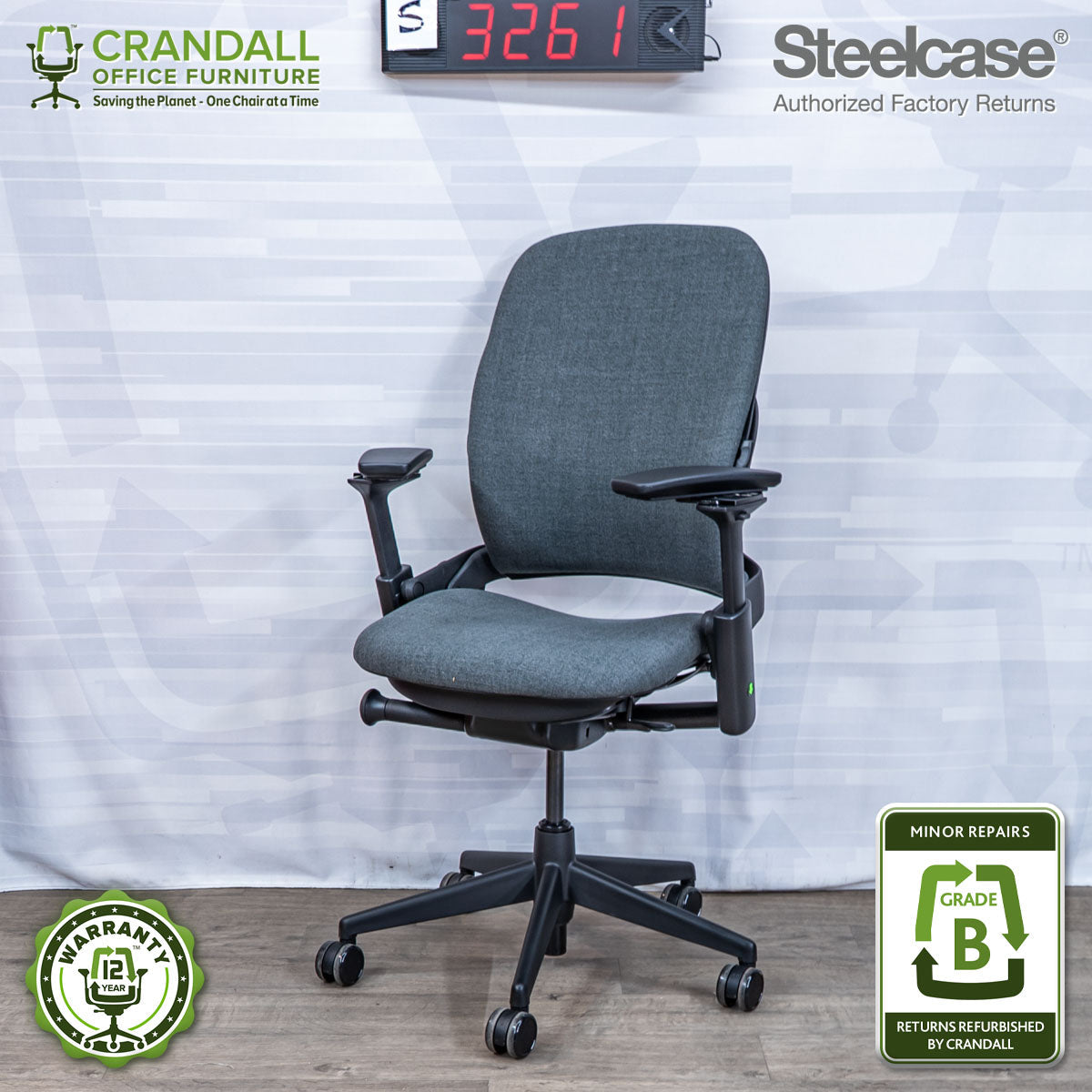 S-3261 - Steelcase V2 Leap- Grade B – Crandall Office Furniture