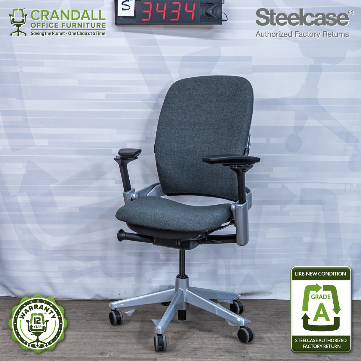 S-3434 - Steelcase V2 Leap - Grade A – Crandall Office Furniture